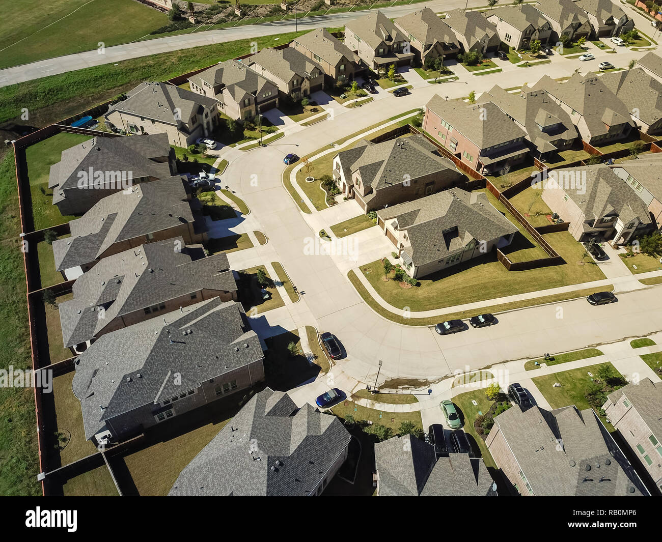 Top view new development neighborhood near Dallas, Texas Stock Photo ...