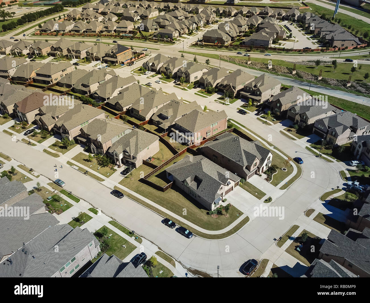 Top view new development neighborhood near Dallas, Texas Stock Photo ...