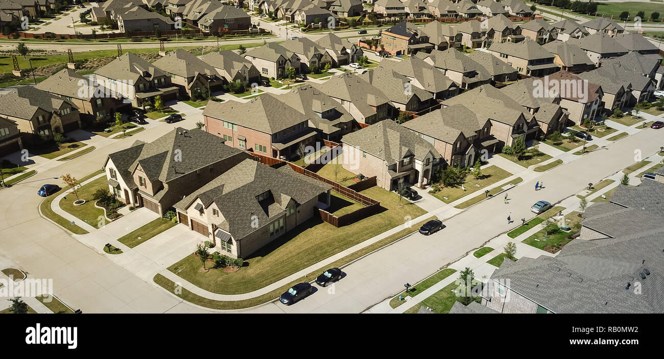 Panoramic top view new development neighborhood near Dallas, Tex Stock ...