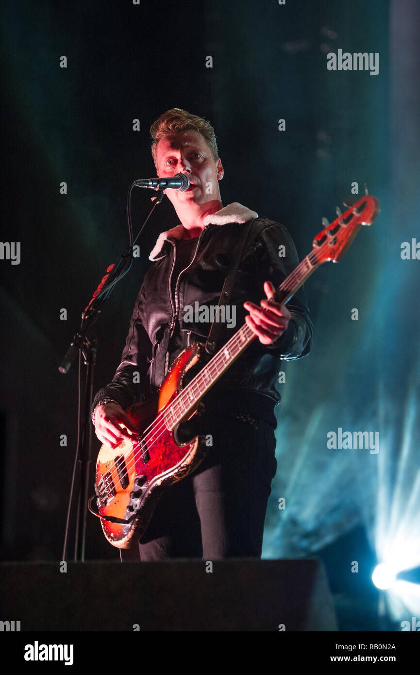 Bass Player - Dougie Payne from Fran Healy's band Travis performs at the SSE Hydro in Glasgow ...