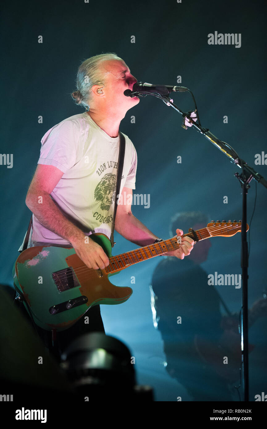 Fran Healy - frontman from indy band Travis performs at the SSE Hydro ...