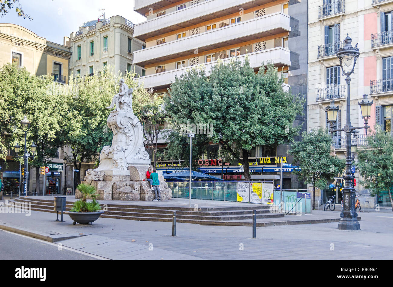 Barcelona, Spain - November 10, 2018: Theater Square on the Rambla and ...