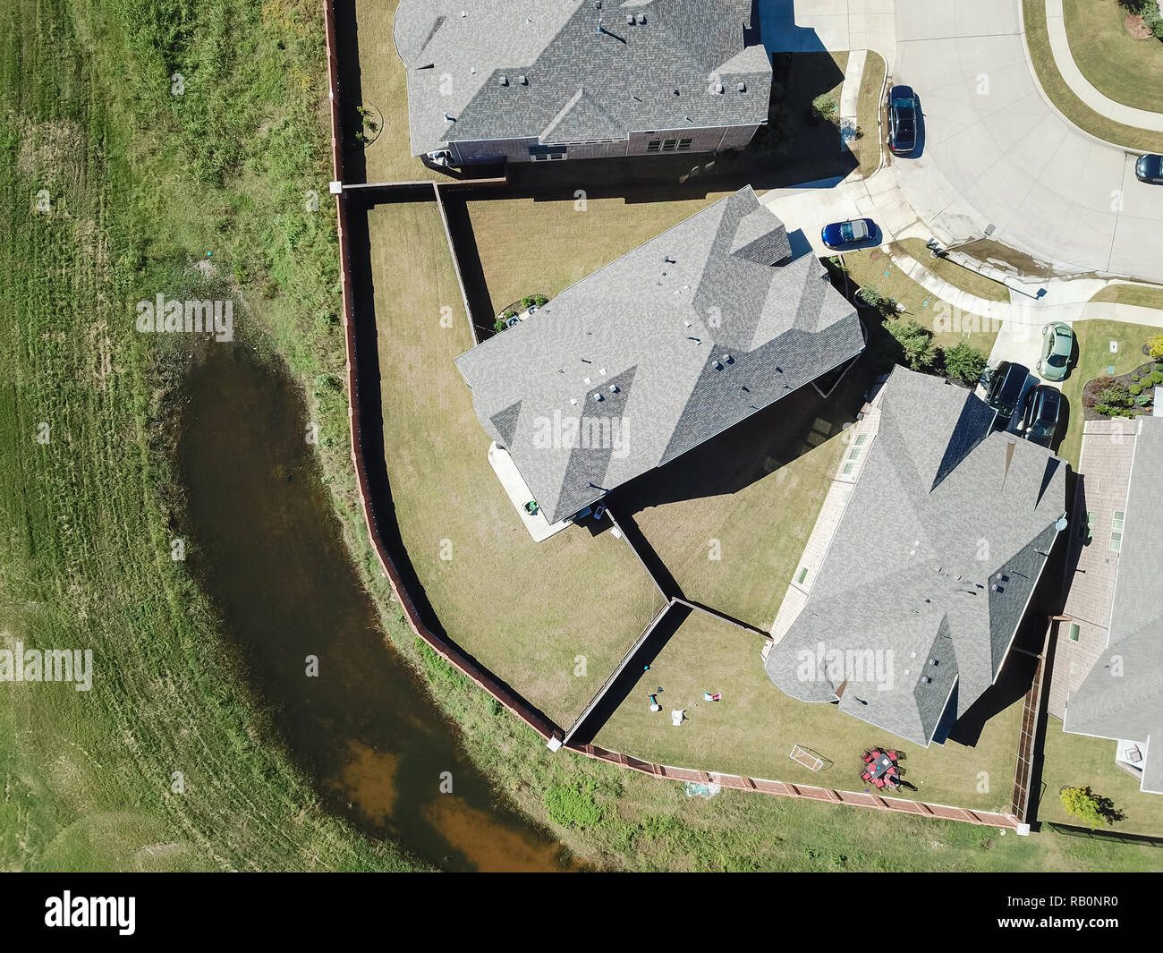 Top view new residential houses neighborhood with garden suburbs Stock ...