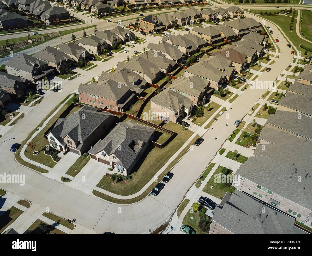 Top view new development neighborhood near Dallas, Texas Stock Photo ...