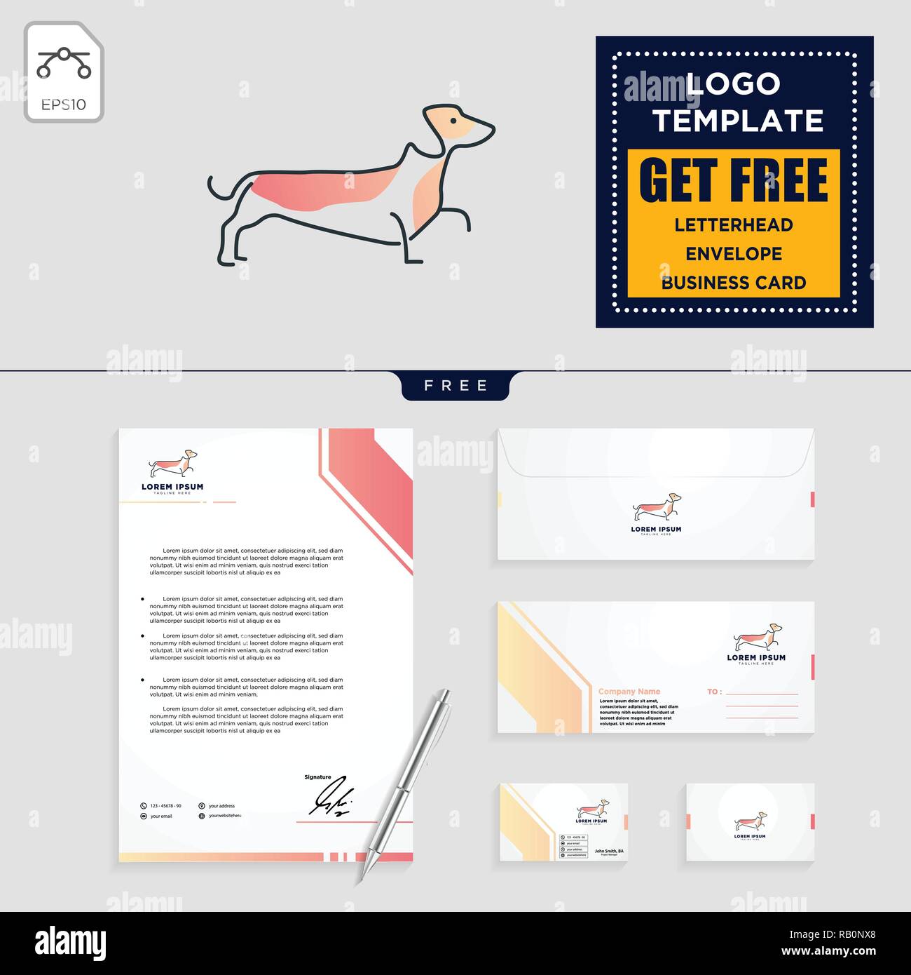 dog care logo template vector illustration and letterhead, business ...