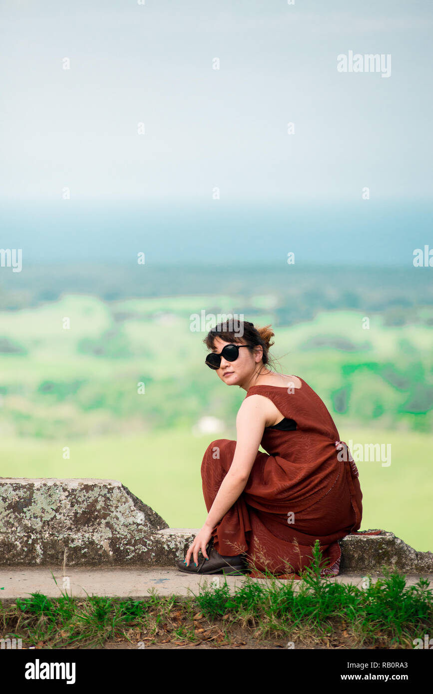Japanese girl poses for picture in Gold Coast, Australia. Gold Coast is ...