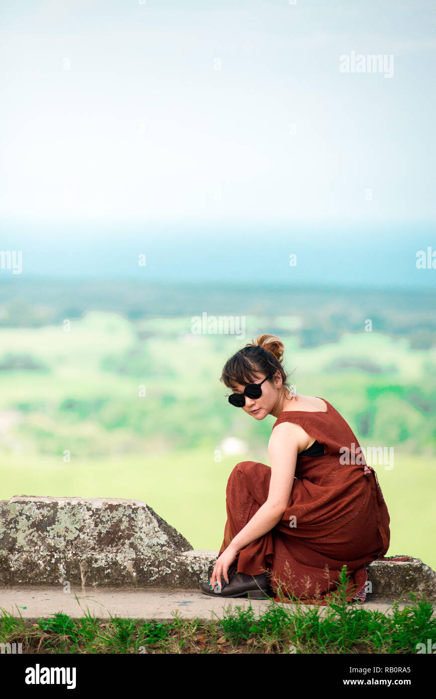 Japanese girl poses for picture in Gold Coast, Australia. Gold Coast is ...
