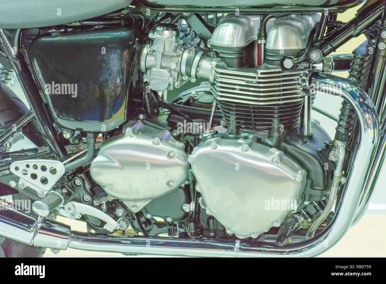 Showing the full engine of a motorcycle Stock Photo - Alamy