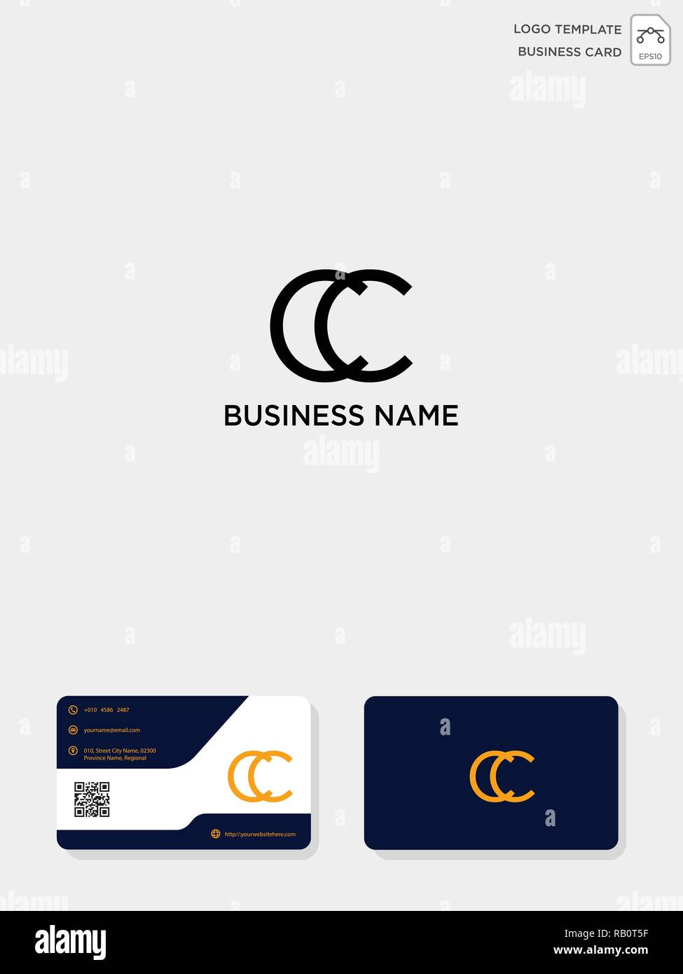 initial CC creative logo template and business card include. vector ...