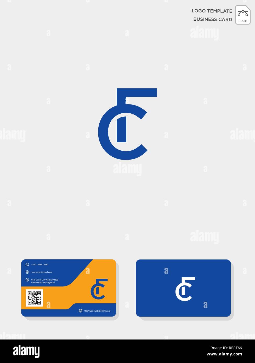 initial CF or FC creative logo template and business card include ...