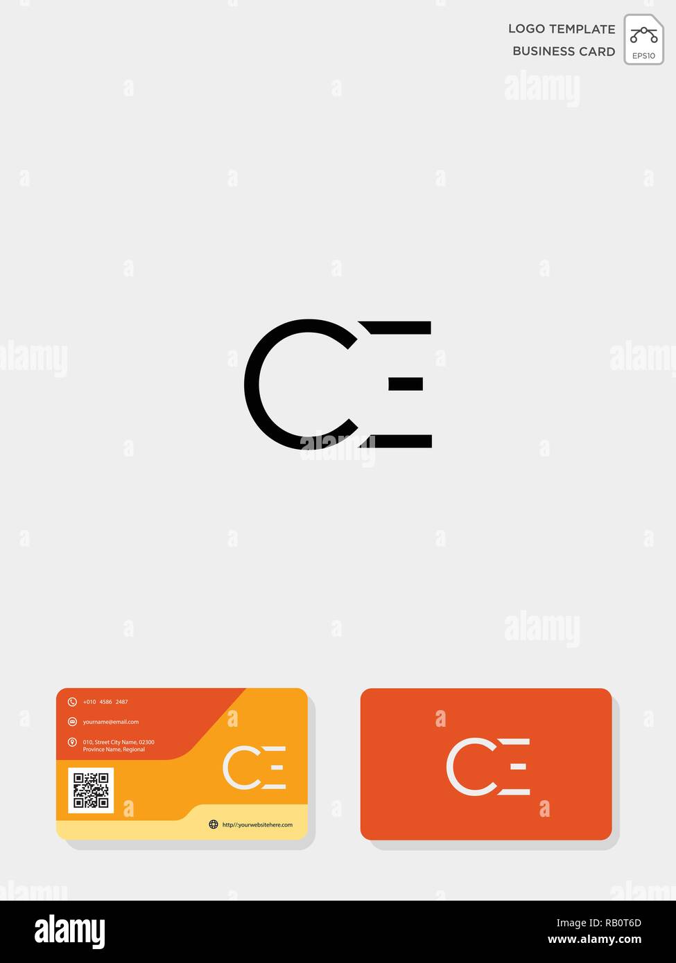 initial CE or EC creative logo template and business card include ...