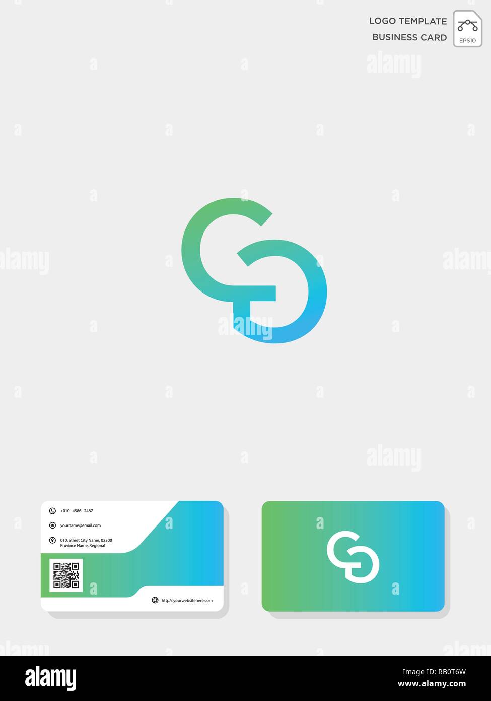 initial CG or GC creative logo template and business card include ...