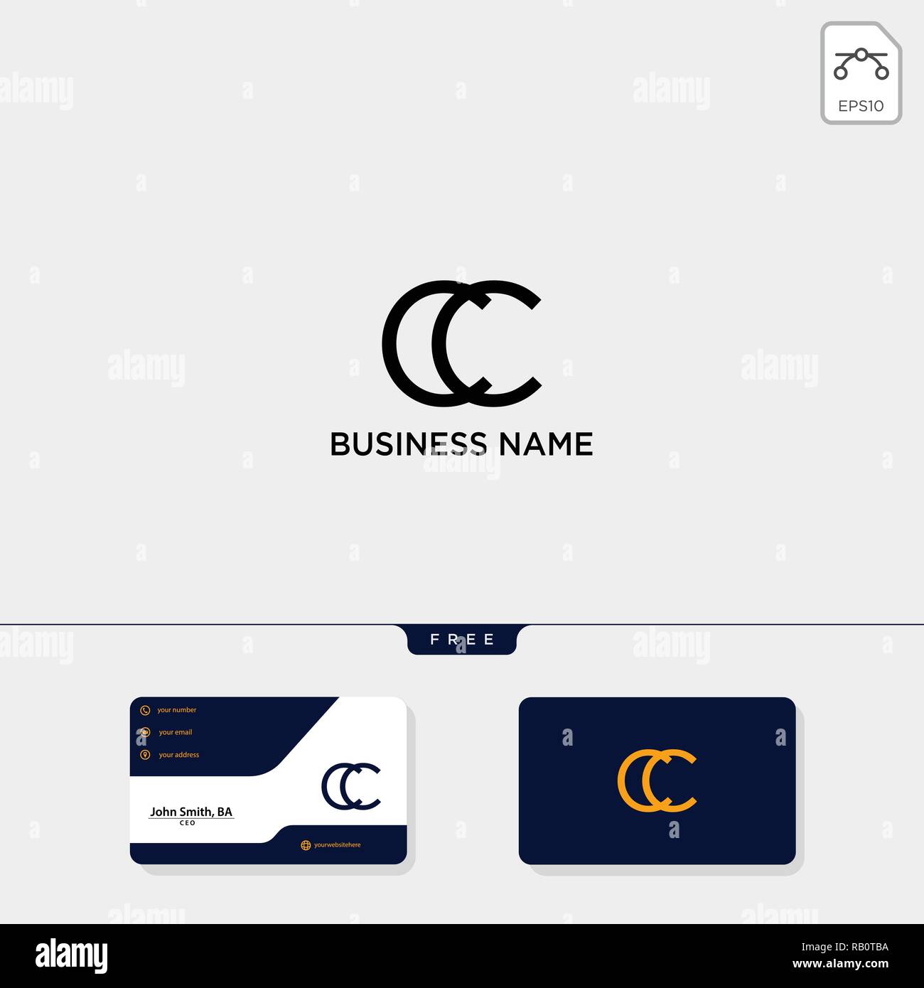 initial CC creative logo template and business card include. vector ...
