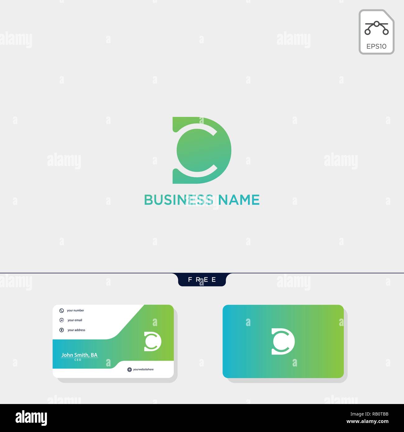 initial CC creative logo template and business card include. vector ...