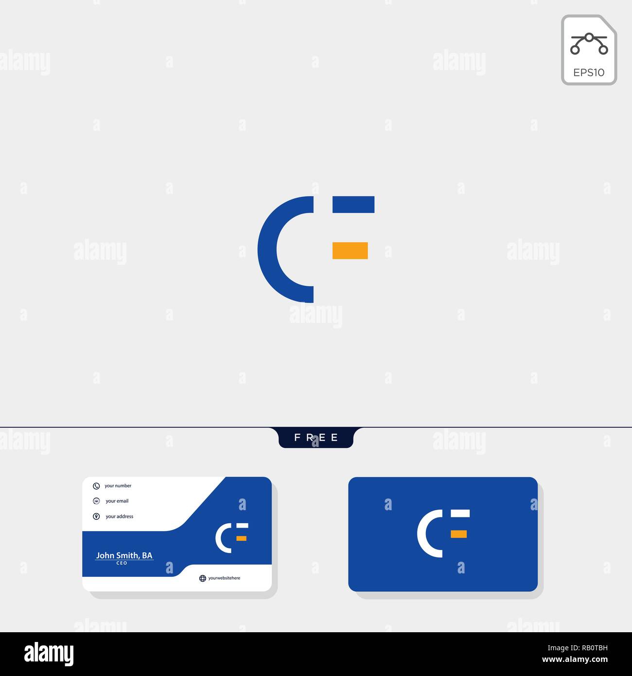 initial CF or FC creative logo template and business card include ...