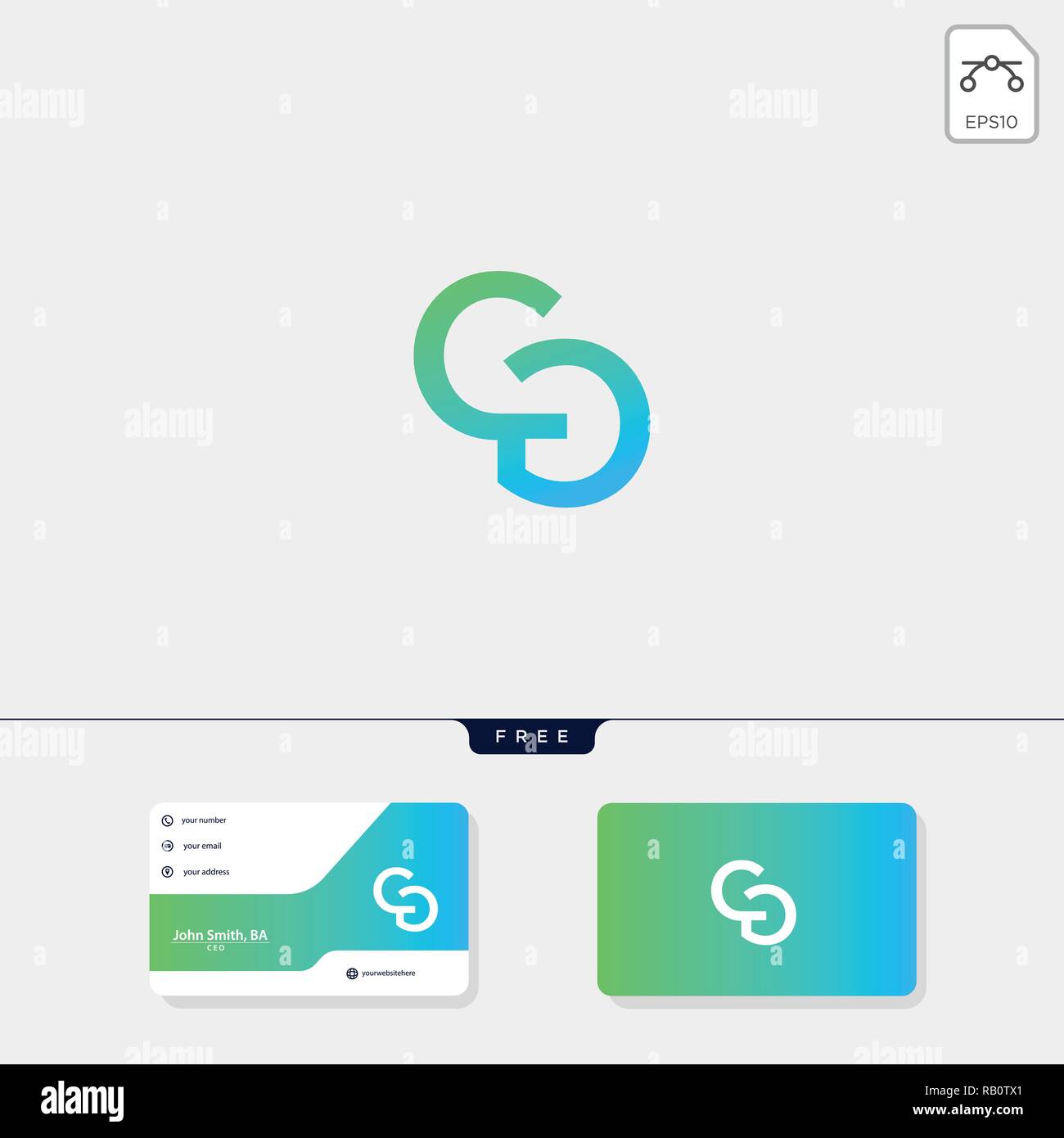 initial CG or GC creative logo template and business card include ...