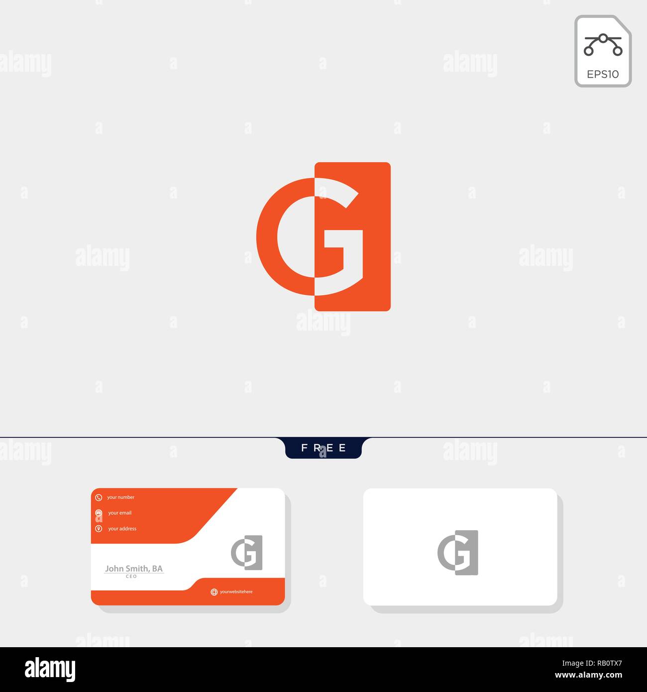 initial CG or GC creative logo template and business card include ...