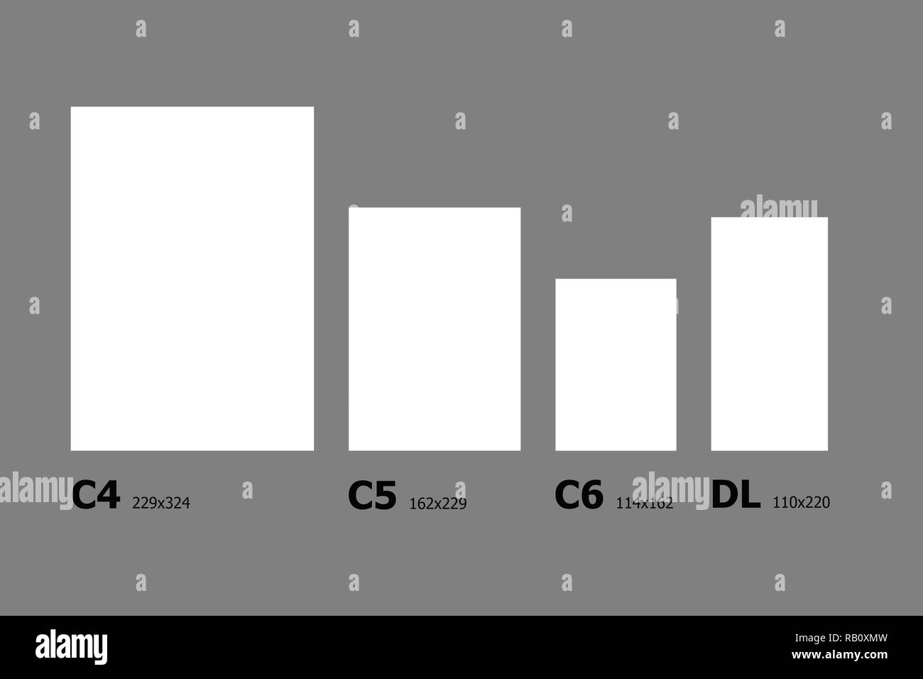 Example dimensions of International paper C series paper sizes Stock ...
