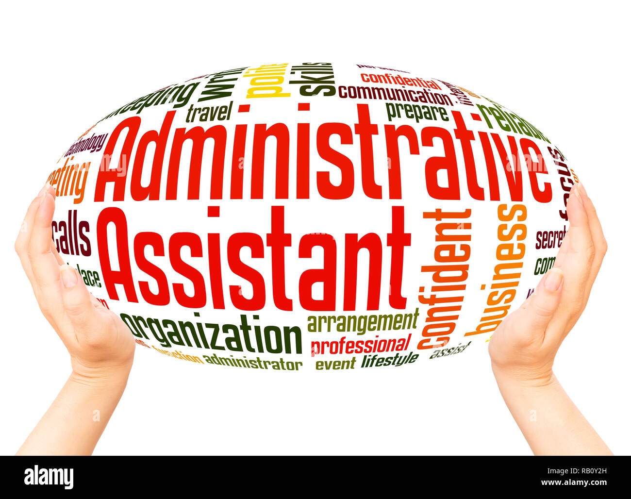 Administrative Assistant word cloud hand sphere concept on white ...