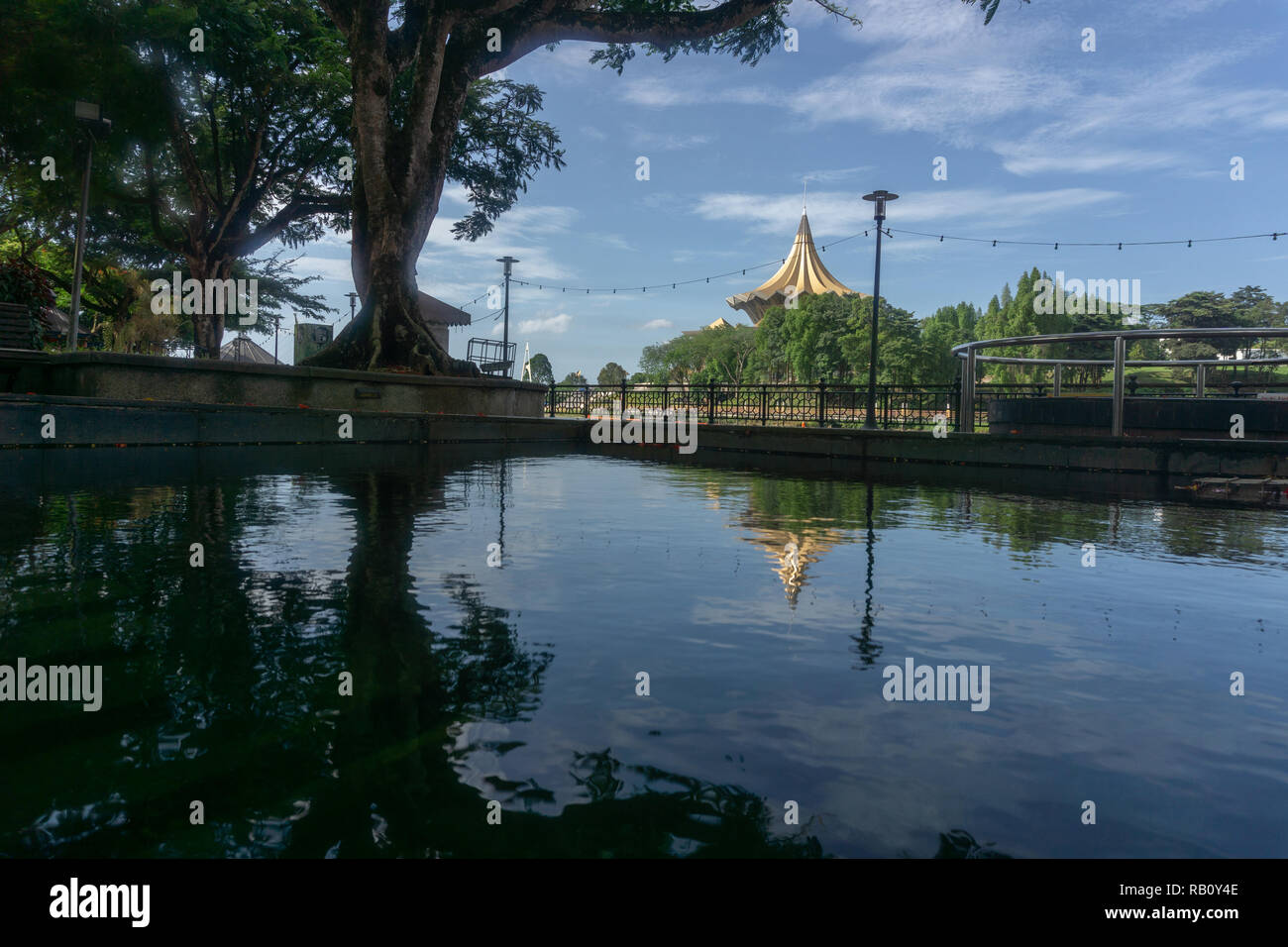 The Darul Hana bridge located in Kuching River Waterfront Stock Photo ...