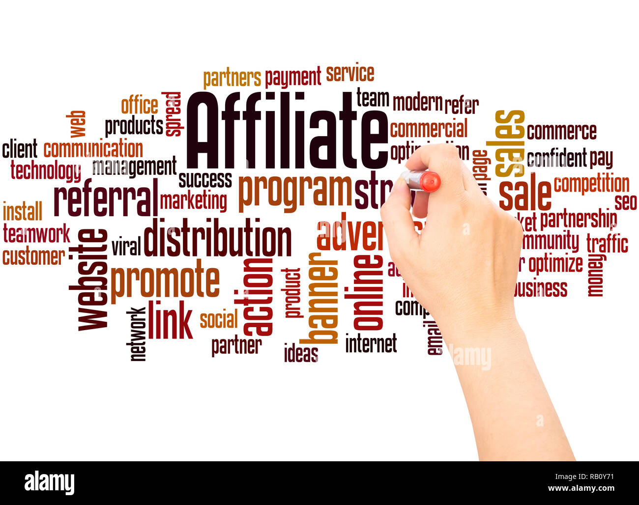 Affiliate word cloud hand writing concept on white background Stock ...