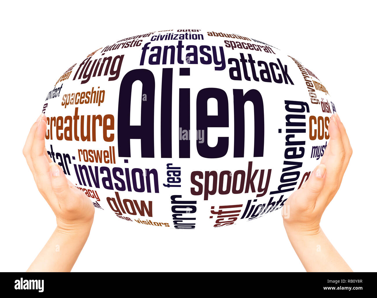 Alien word cloud hand sphere concept on white background Stock Photo ...