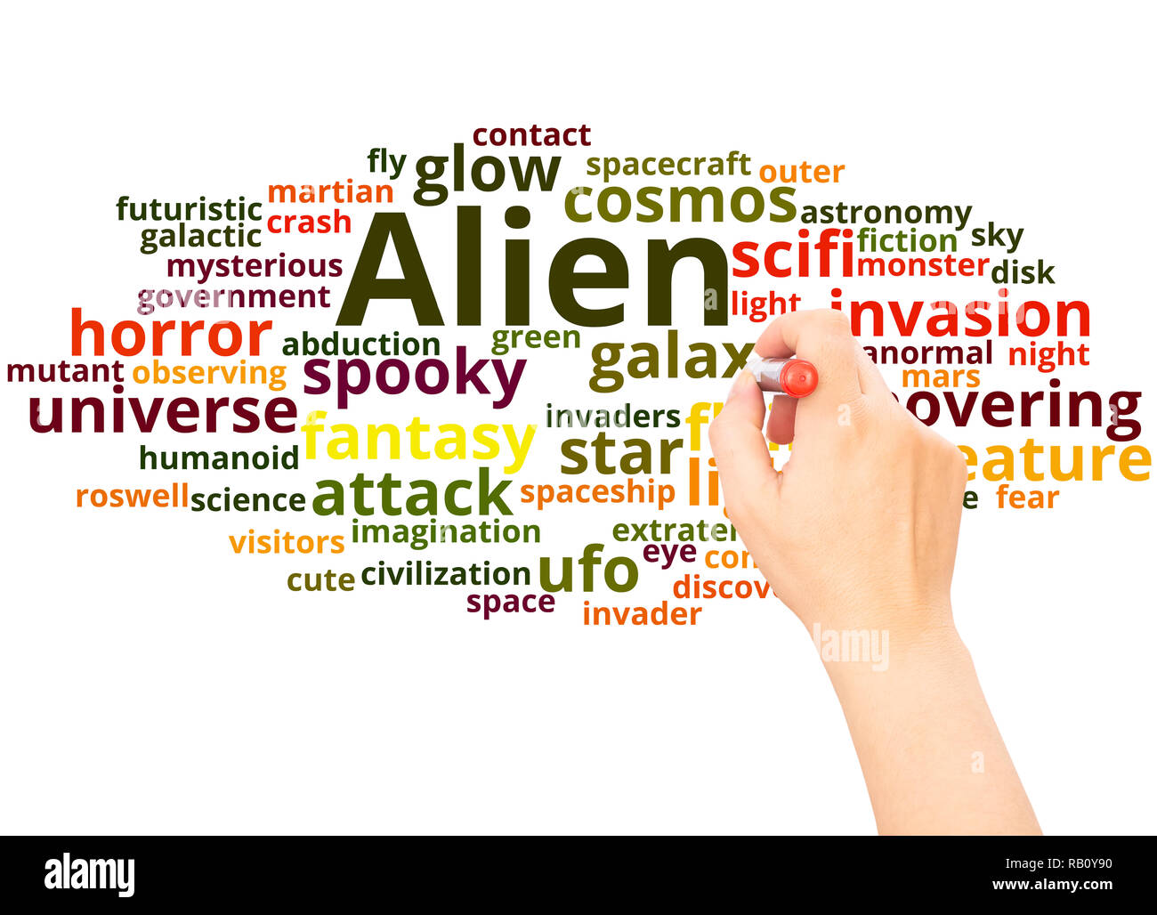 Alien word cloud hand writing concept on white background Stock Photo ...