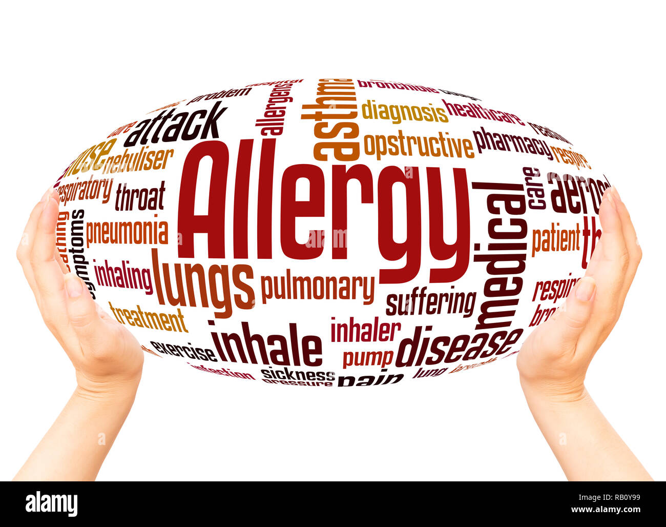 Allergy word cloud hand sphere concept on white background Stock Photo ...