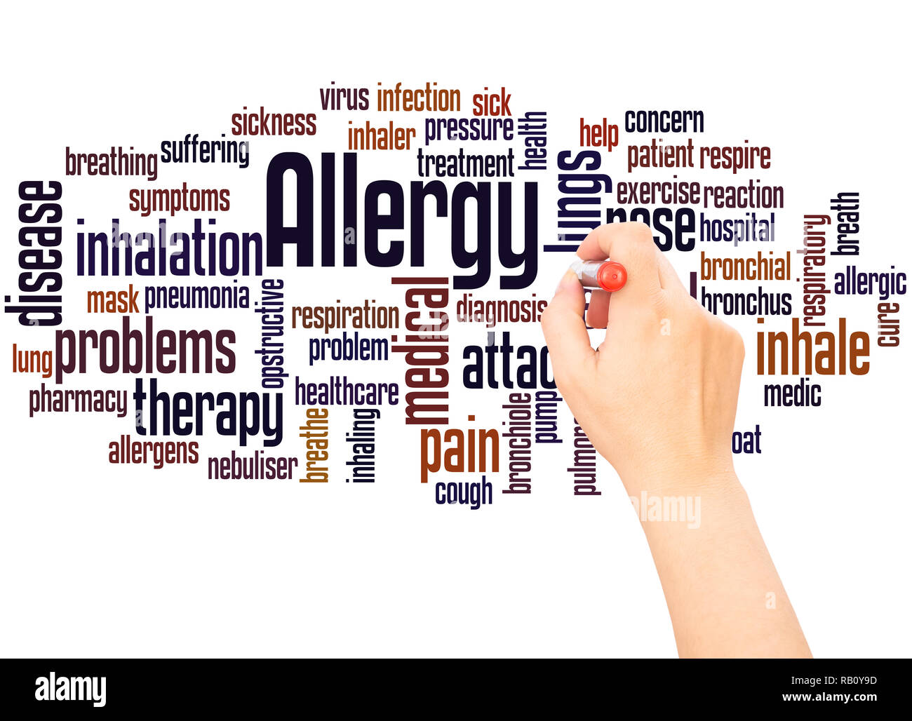 Allergy word cloud hand writing concept on white background Stock Photo ...