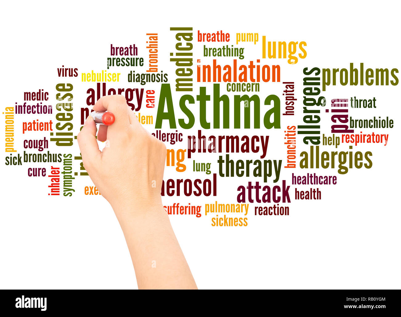 Asthma word cloud concept on white background Stock Photo - Alamy