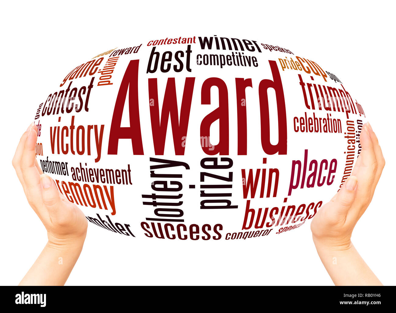 Award word cloud hand sphere concept on white background Stock Photo ...