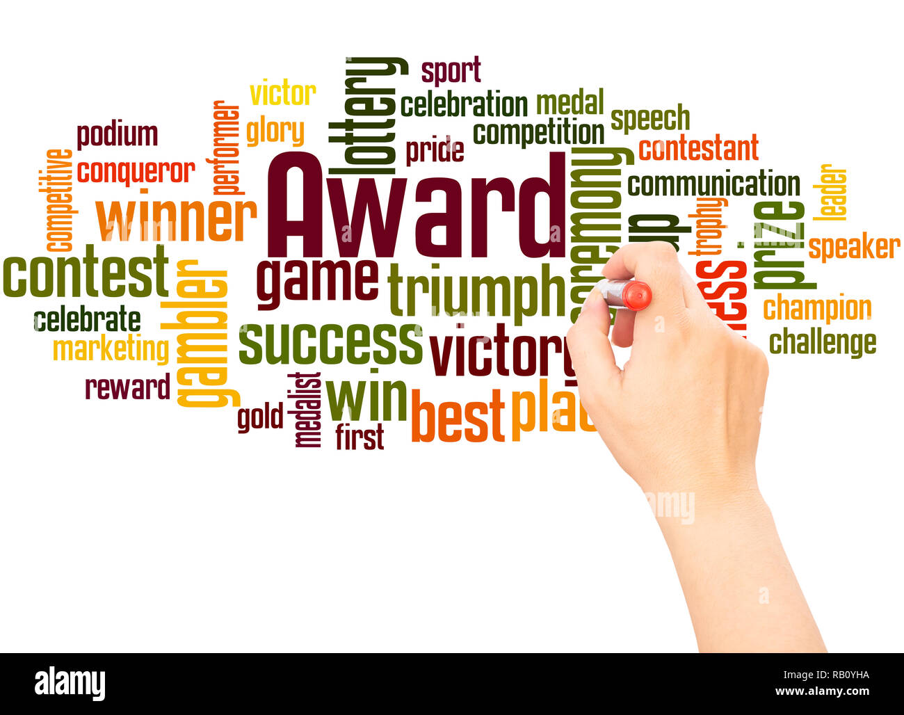 Award word cloud hand writing concept on white background Stock Photo ...