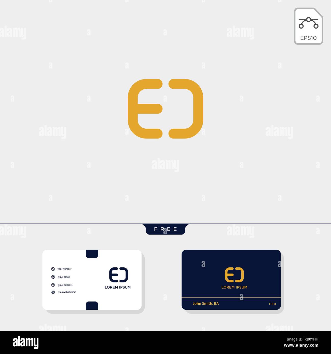 Premium initial ED, DE, E or D creative logo template and business card ...