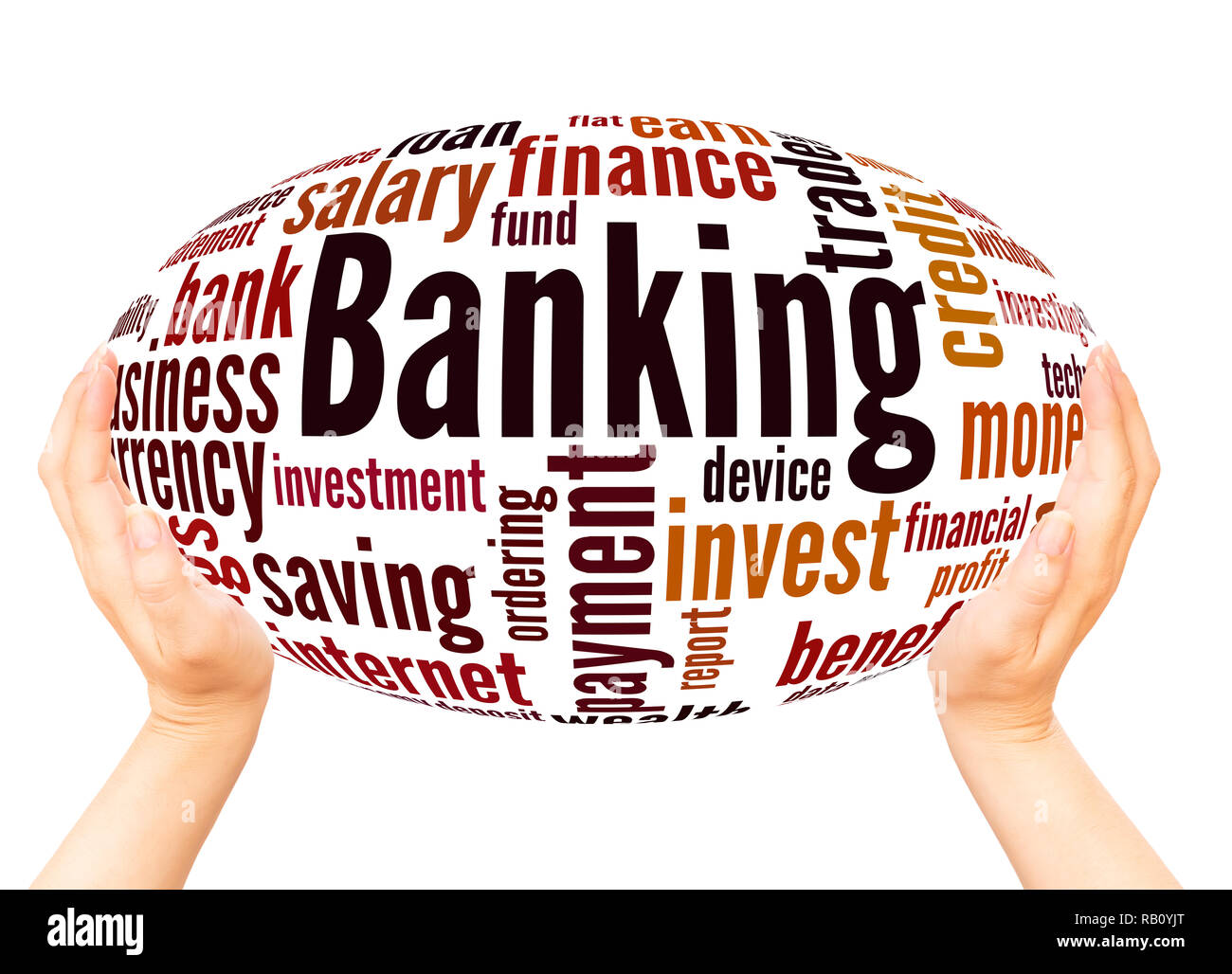 Banking word cloud hand sphere concept on white background Stock Photo ...