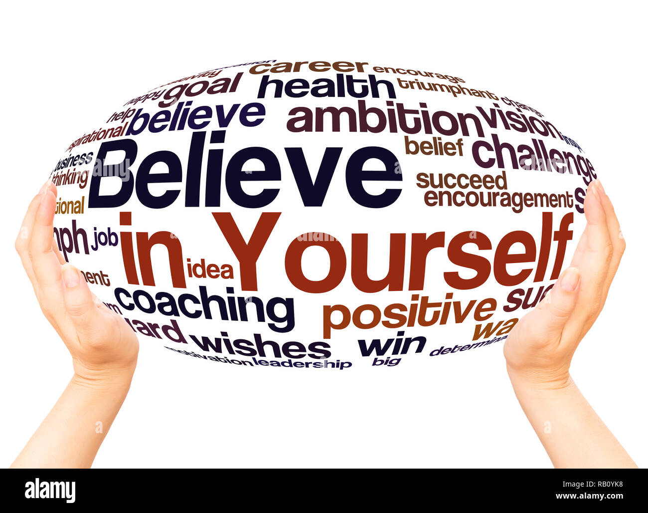 Believe in Yourself word cloud hand sphere concept on white background ...