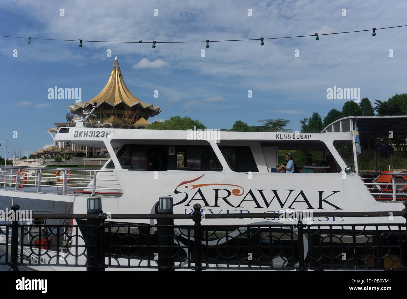 The Darul Hana bridge located in Kuching River Waterfront Stock Photo ...