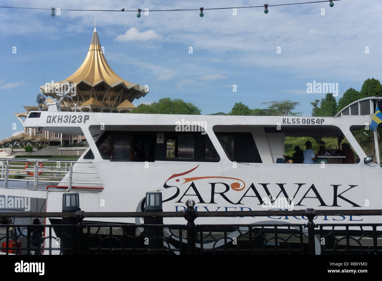 The Darul Hana bridge located in Kuching River Waterfront Stock Photo ...