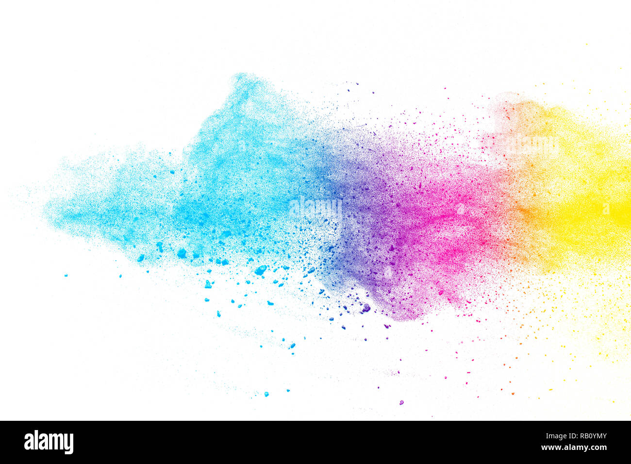 Multi color powder explosion on white background Stock Photo - Alamy
