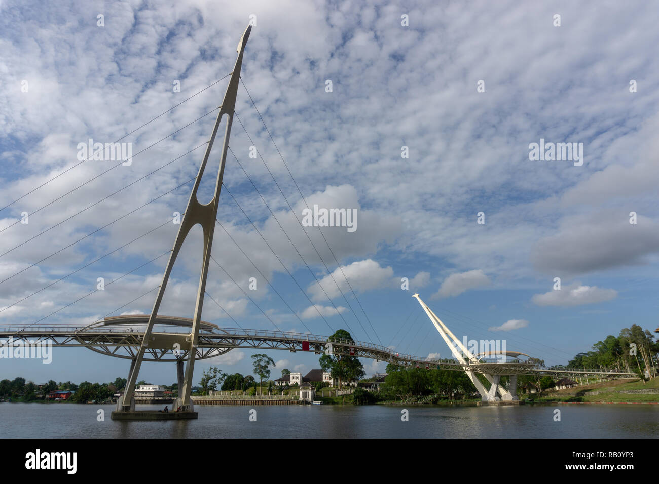 The Darul Hana bridge located in Kuching River Waterfront Stock Photo ...