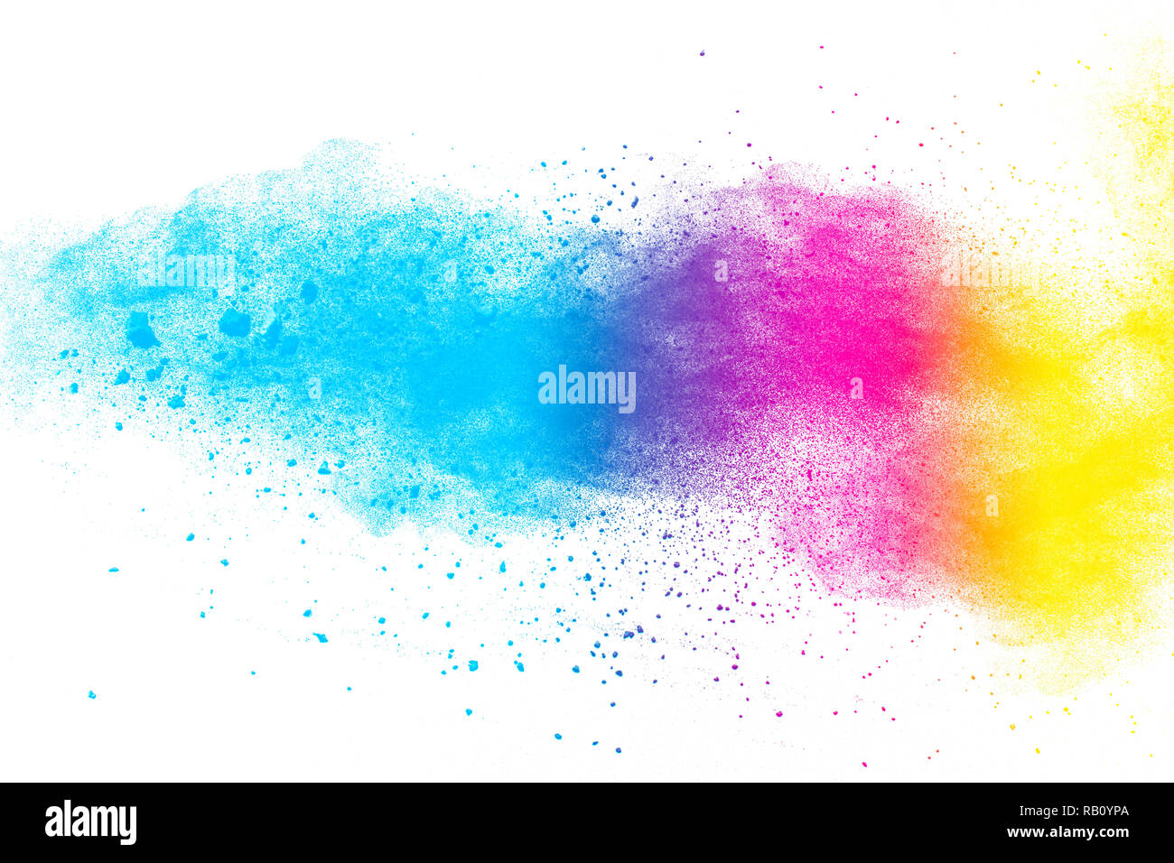 Multi color powder explosion on white background Stock Photo - Alamy