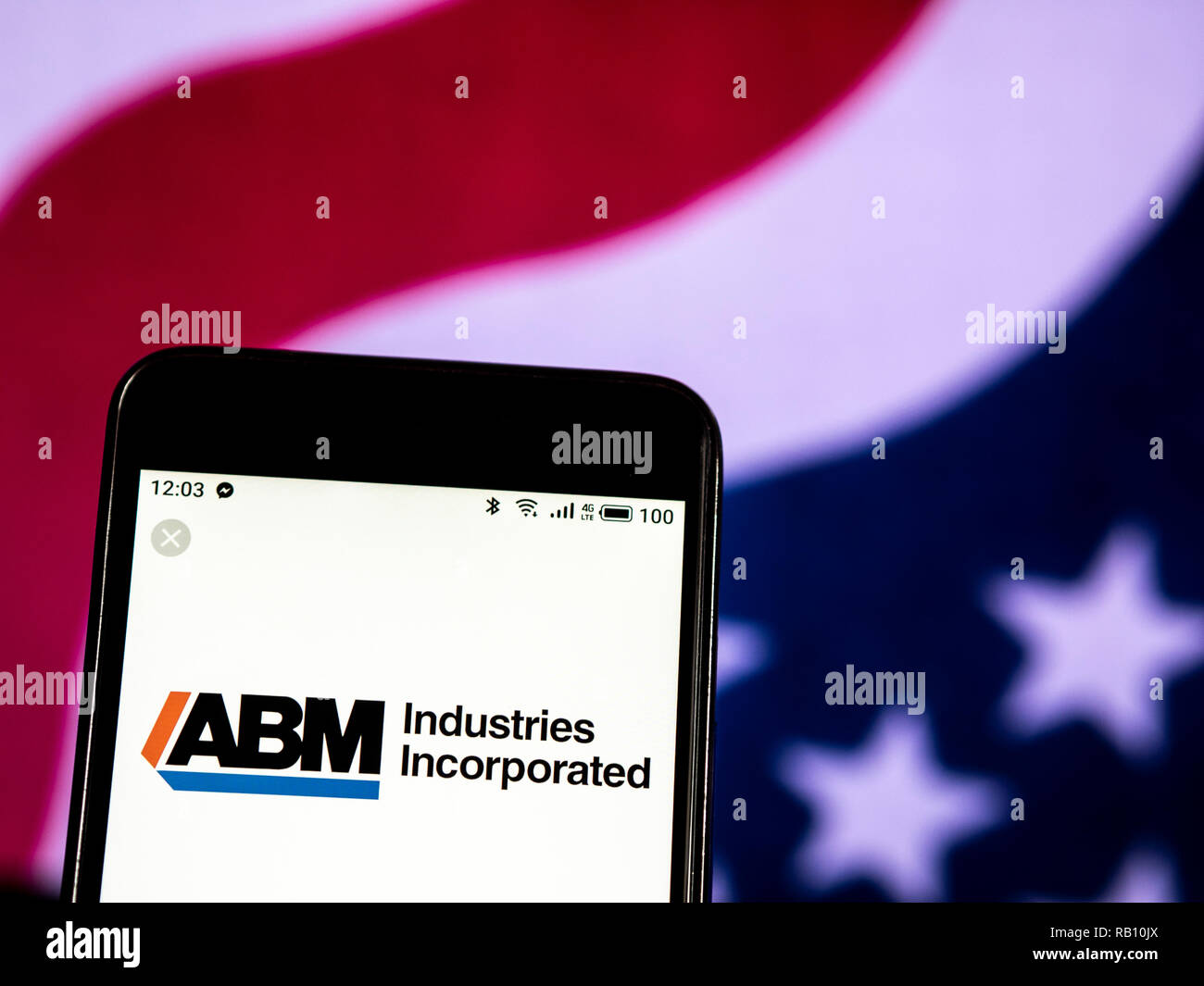 ABM Industries Facility management company logo seen displayed on smart ...