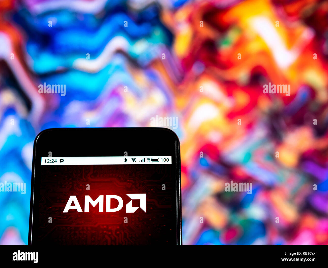 Advanced Micro Devices Semiconductor company logo seen displayed on ...