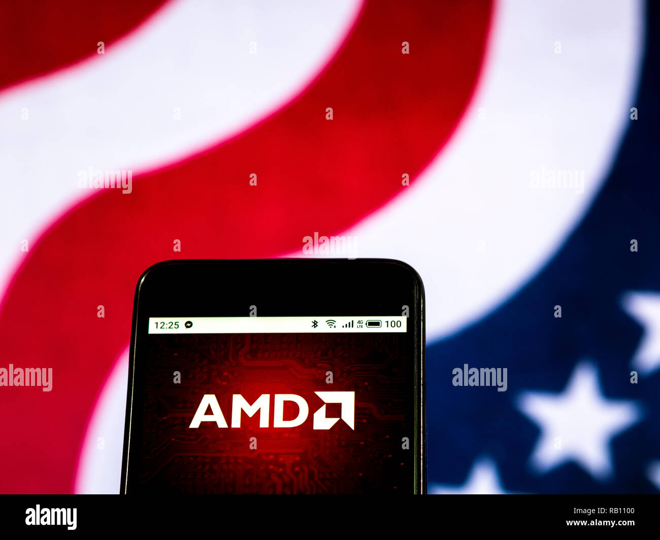 Advanced Micro Devices Semiconductor company logo seen displayed on ...