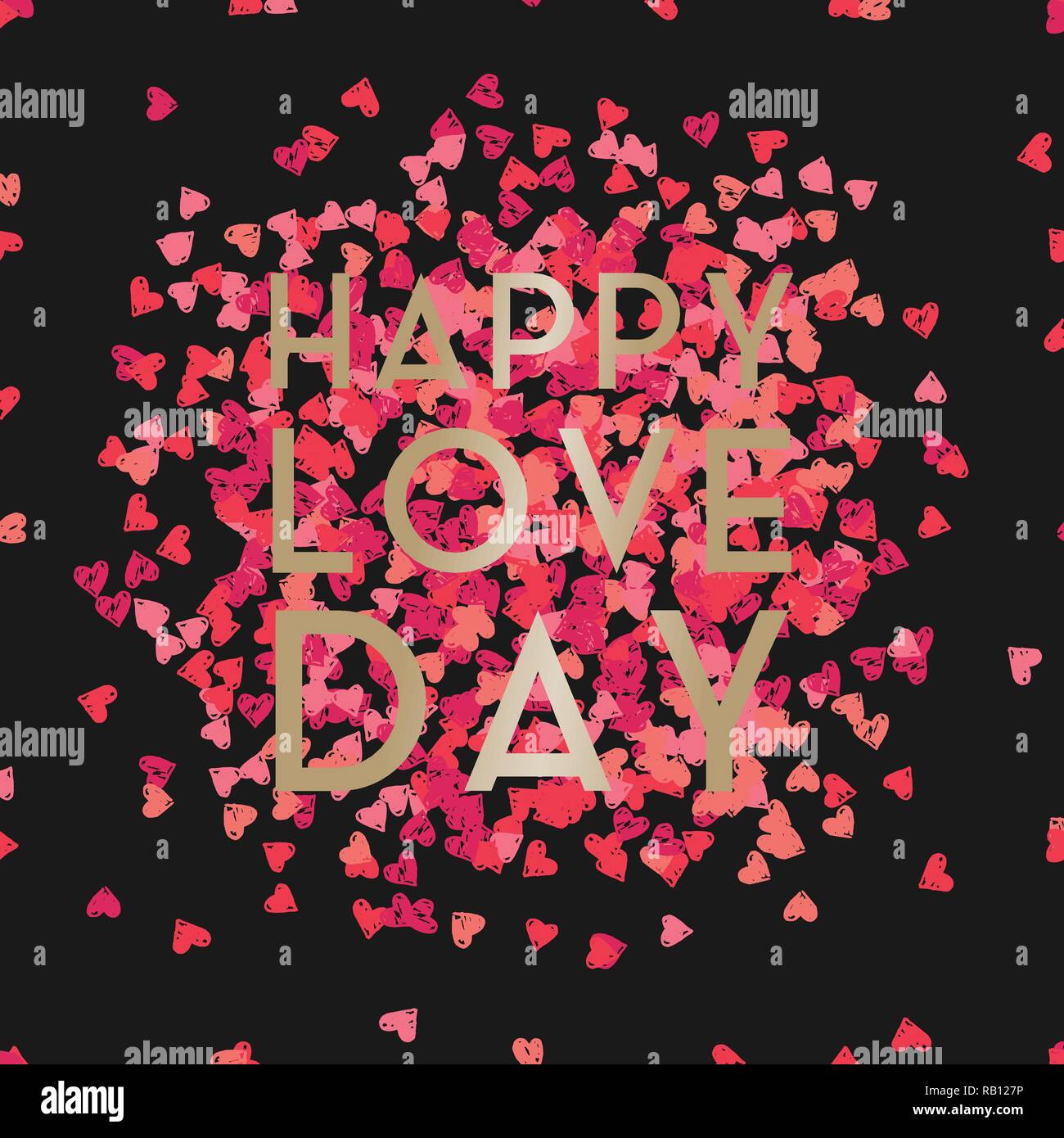Valentine's Day square greeting card template with little pink hearts ...