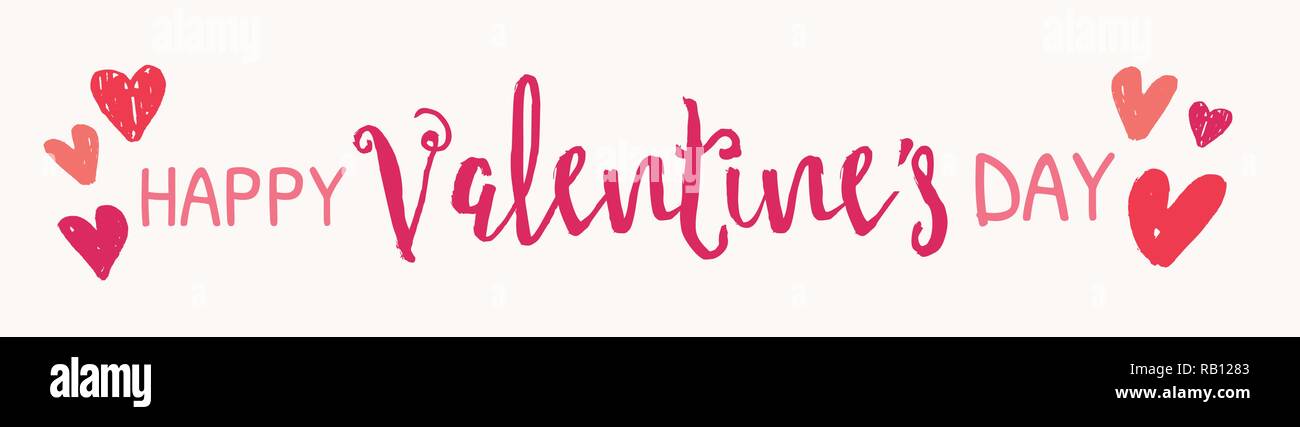 Valentine's Day header design template with little pink and red hearts ...