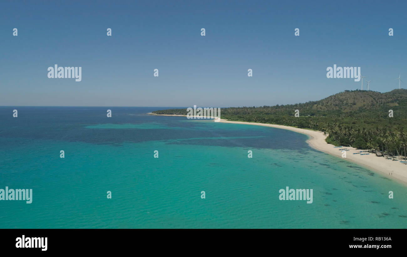 Aerial view of beautiful tropical beach Saud with turquoise water in ...