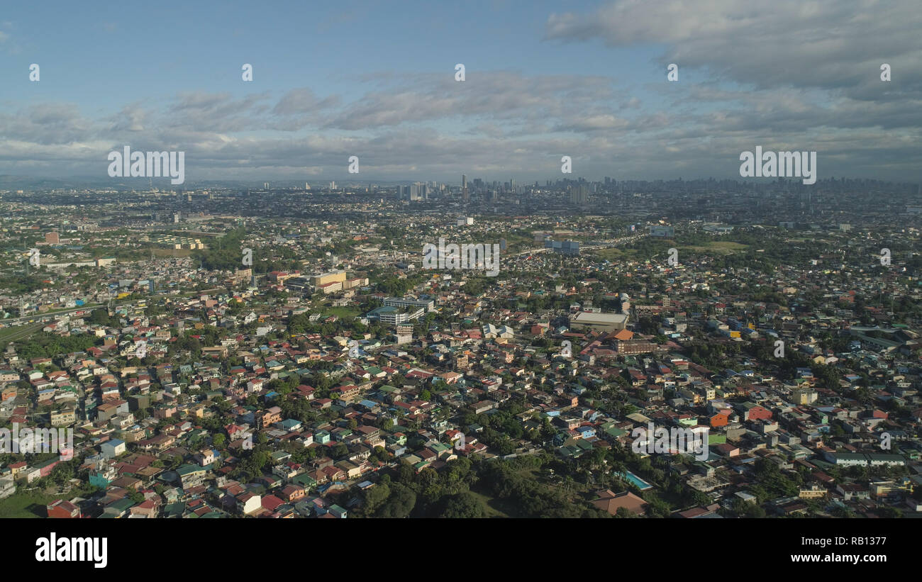Aerial view of Manila city with skyscrapers and buildings. Philippines ...
