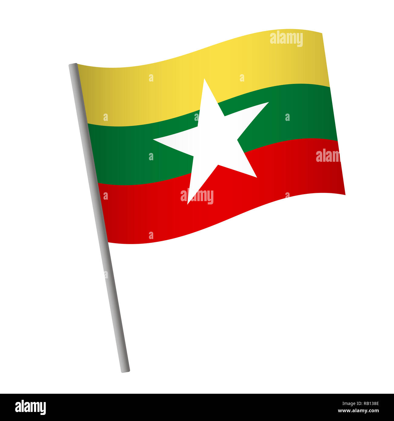 Burma flag icon. National flag of Burma on a pole illustration Stock ...