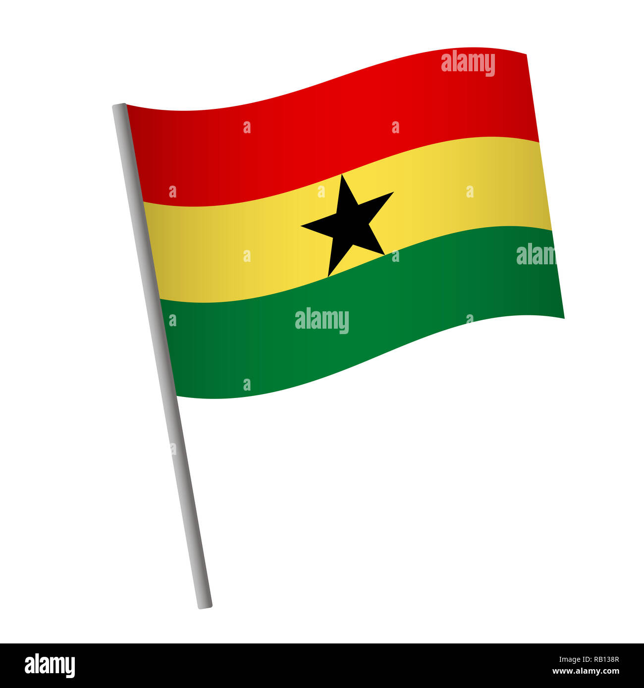 Ghana flag icon. National flag of Ghana on a pole illustration Stock ...