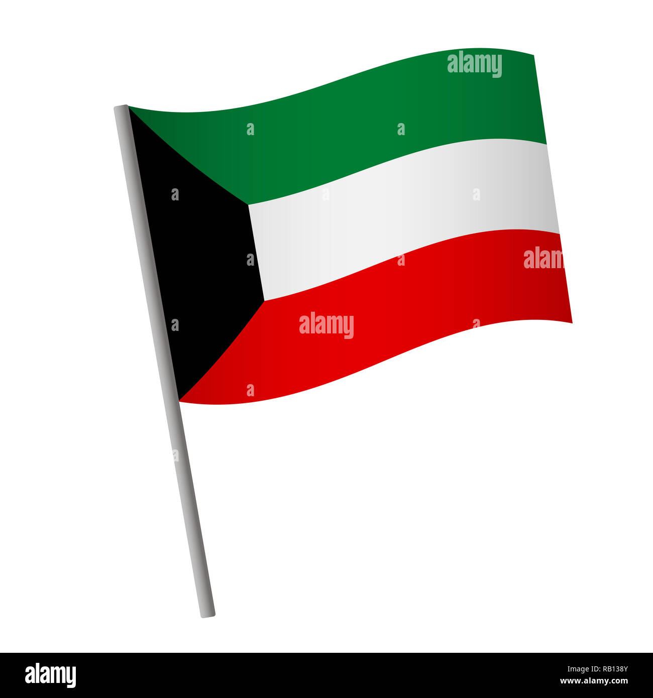 Kuwait flag icon. National flag of Kuwait on a pole illustration Stock ...